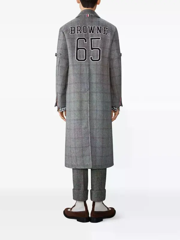 Thom Browne Checked Overcoat With Armband Detail