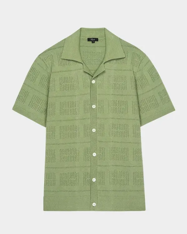 Rails Yates Knit Cotton And Linen Short-sleeve Shirt - Matcha