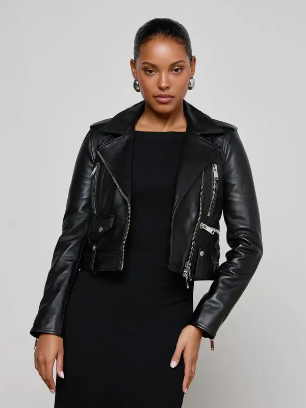 L'Agence Blakely Leather Biker Jacket - Black