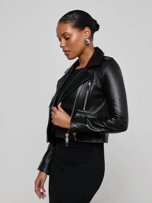 L'Agence Blakely Leather Biker Jacket - Black