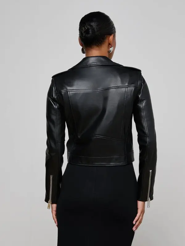 L'Agence Blakely Leather Biker Jacket - Black