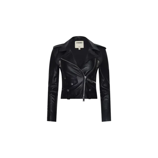 L'Agence Blakely Leather Biker Jacket - Black