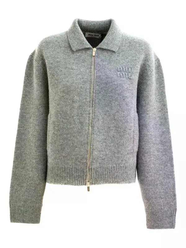 Miu Miu Embroidered Zip-up Cardigan