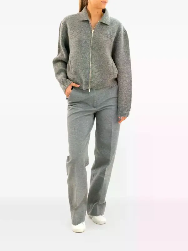 Miu Miu Embroidered Zip-up Cardigan