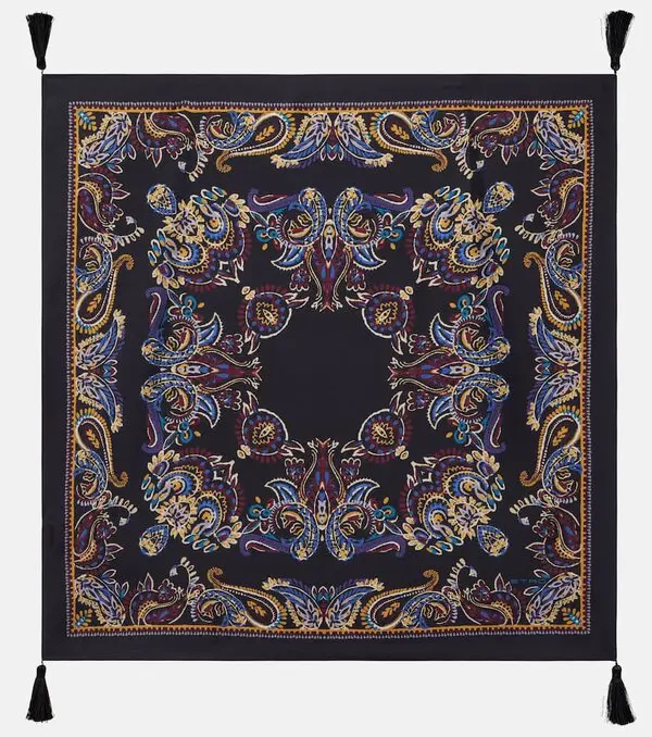 Etro Paisley Silk Scarf - Black