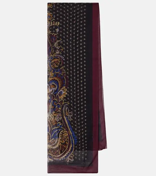 Etro Tosca Paisley Silk Scarf - Black