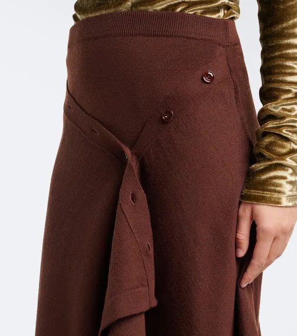LEMAIRE Wool-blend Midi Skirt - Brown