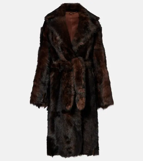 Nour Hammour Uma Shearling Wrap Coat