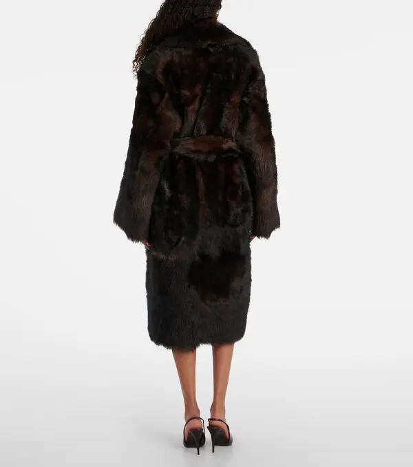 Nour Hammour Uma Shearling Wrap Coat