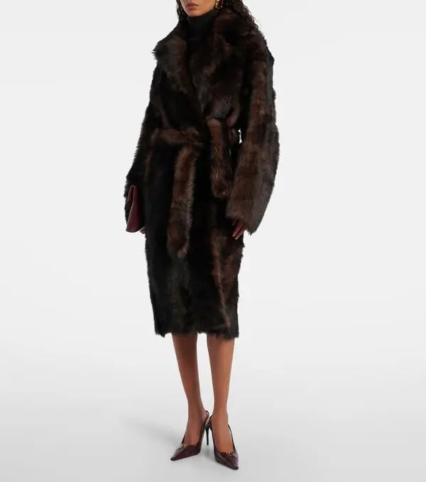 Nour Hammour Uma Shearling Wrap Coat