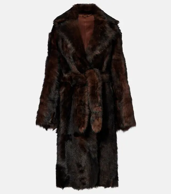 Nour Hammour Uma Shearling Wrap Coat