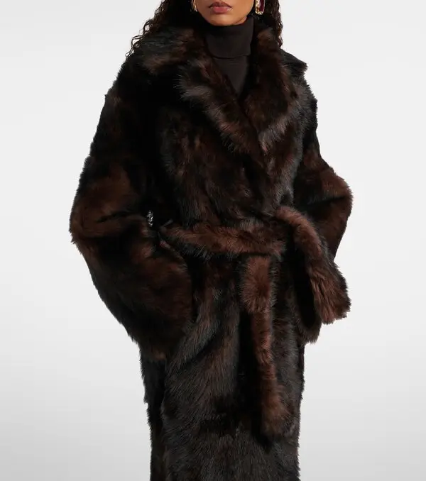Nour Hammour Uma Shearling Wrap Coat