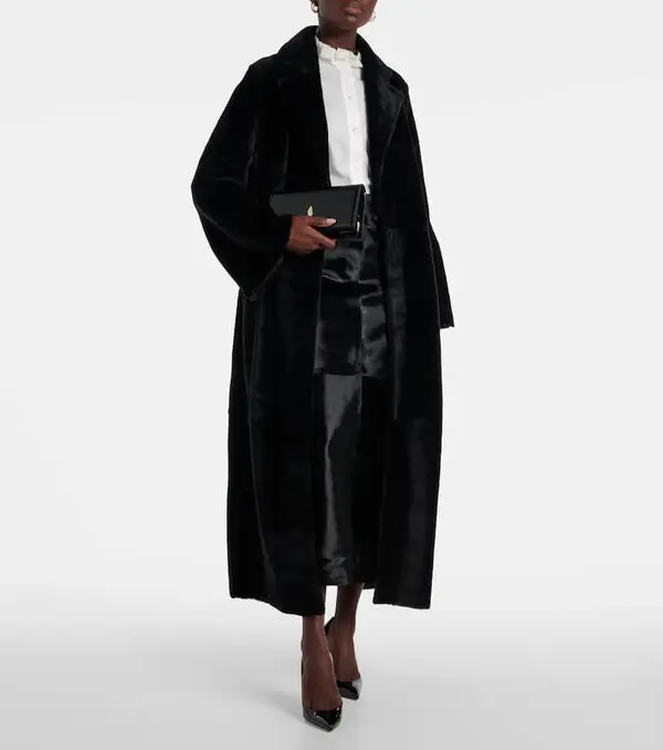 Nour Hammour Meret Shearling Wrap Coat