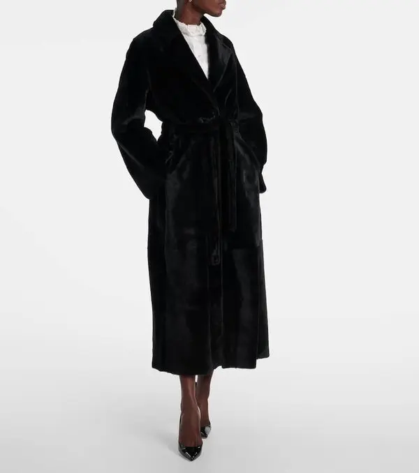 Nour Hammour Meret Shearling Wrap Coat
