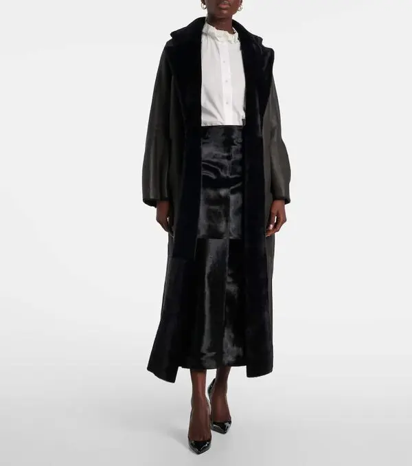 Nour Hammour Meret Shearling Wrap Coat