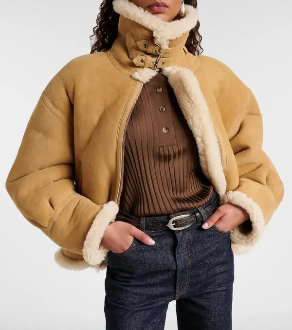 Nour Hammour Portia Shearling-lined Suede Jacket