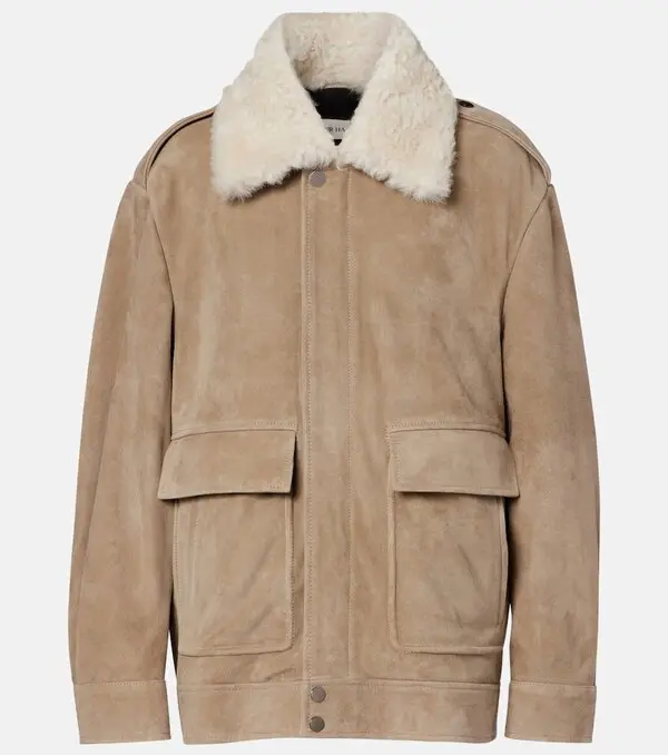 Nour Hammour Drey Shearling-trimmed Suede Jacket