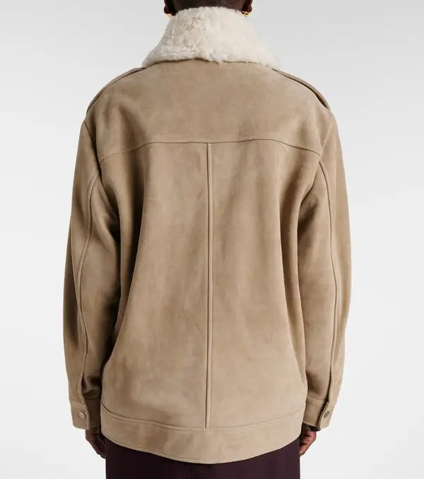 Nour Hammour Drey Shearling-trimmed Suede Jacket