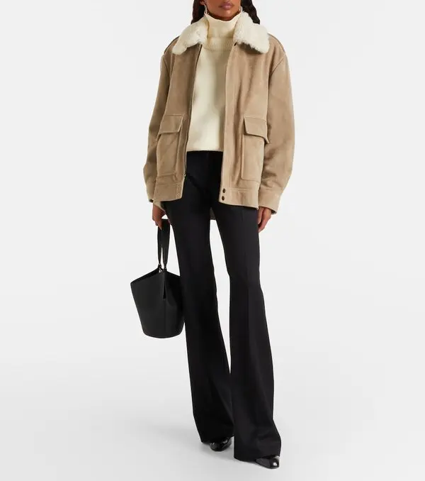 Nour Hammour Drey Shearling-trimmed Suede Jacket