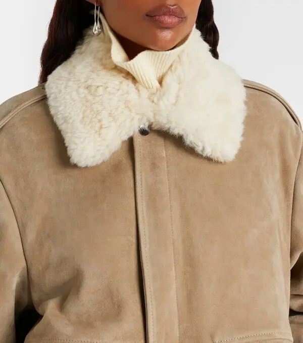 Nour Hammour Drey Shearling-trimmed Suede Jacket