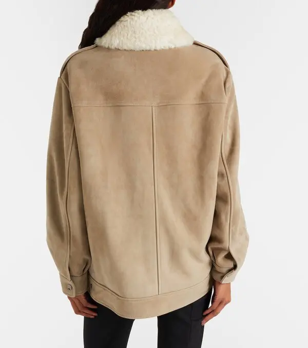 Nour Hammour Drey Shearling-trimmed Suede Jacket