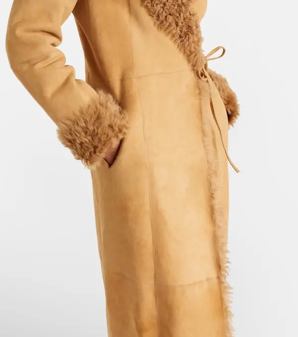Nour Hammour Joni Shearling-lined Suede Wrap Coat