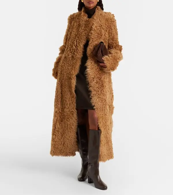 Nour Hammour Joni Shearling-lined Suede Wrap Coat