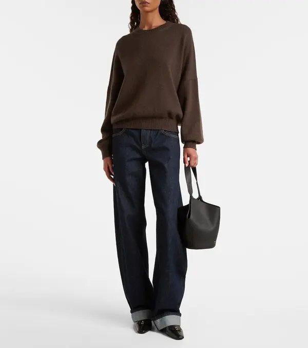 Khaite Margaux Cashmere Crewneck Sweater - Brown