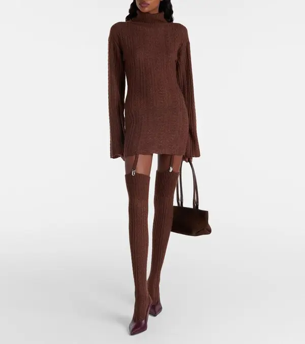 AYA MUSE Cable-knit Minidress And Tights Set