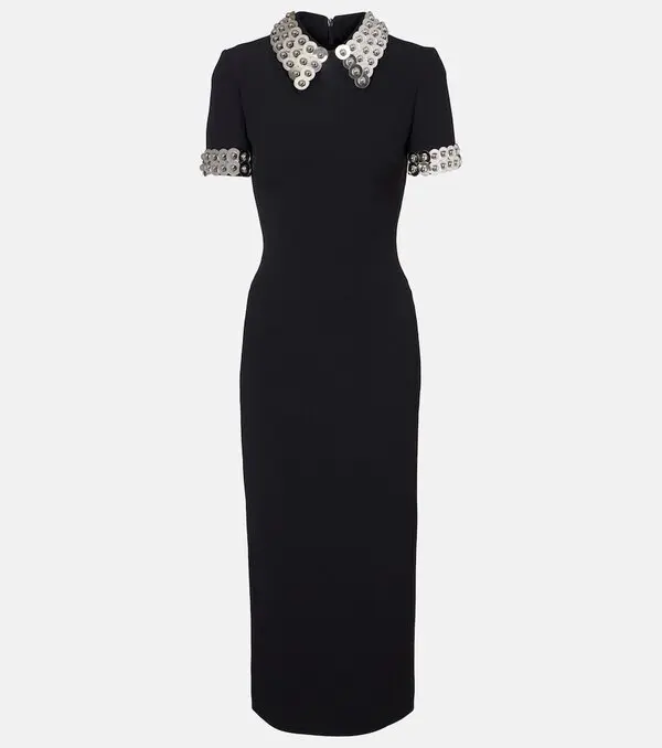David Koma Embellished Cady Midi Dress - Black