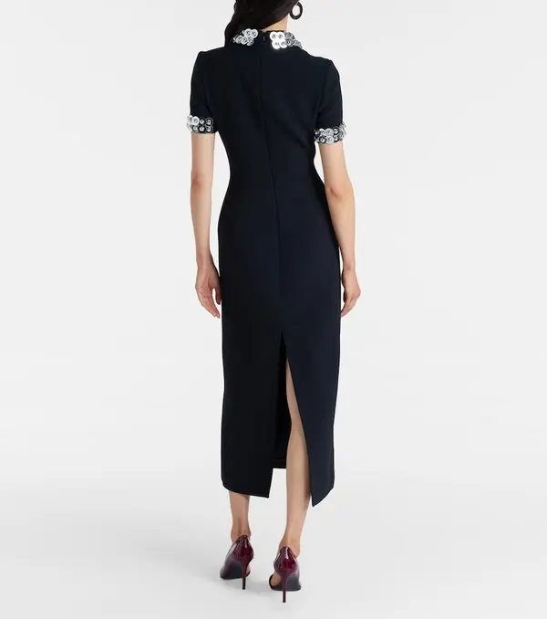 David Koma Embellished Cady Midi Dress - Black
