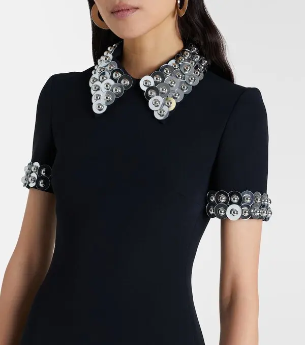 David Koma Embellished Cady Midi Dress - Black