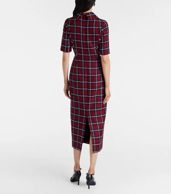 EMILIA WICKSTEAD Valletta Plaid Wool-blend Midi Dress - Red