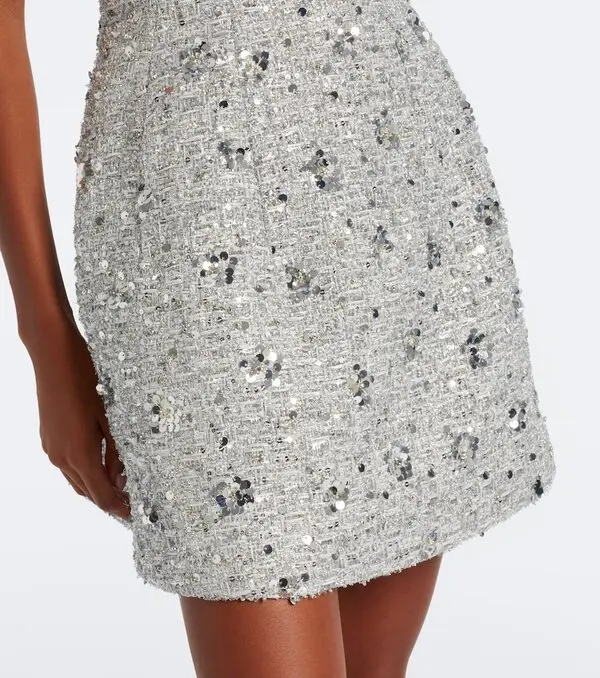 Simkhai Kit Sequined Tweed Bustier Dress - Silver