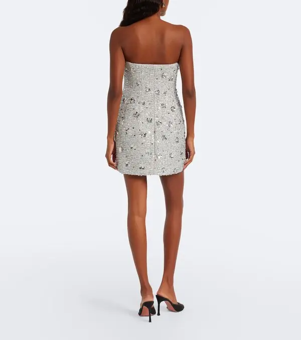 Simkhai Kit Sequined Tweed Bustier Dress - Silver
