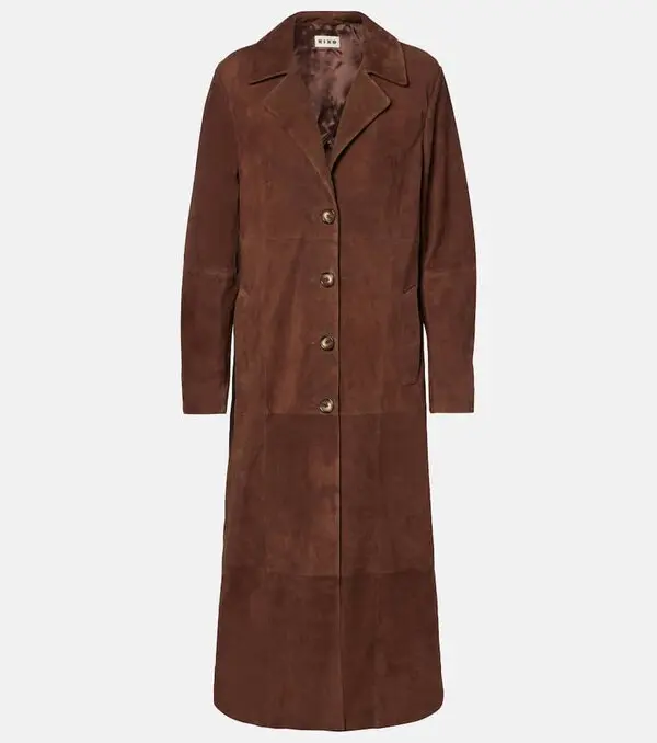 Rixo Astraea Suede Coat - Brown