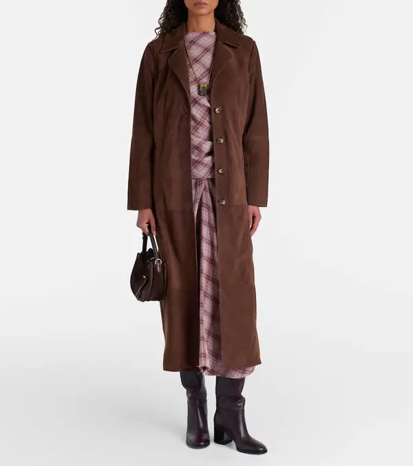 Rixo Astraea Suede Coat - Brown