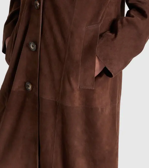 Rixo Astraea Suede Coat - Brown