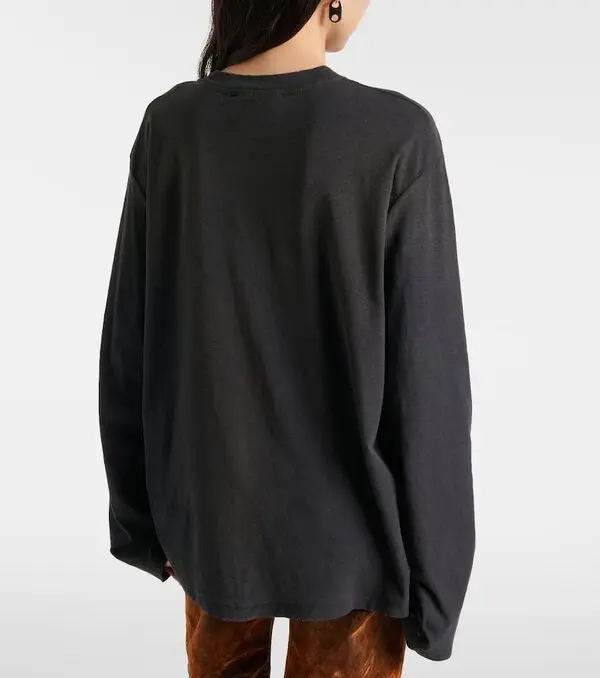 Acne Studios Logo Cotton And Hemp Jersey Top - Black