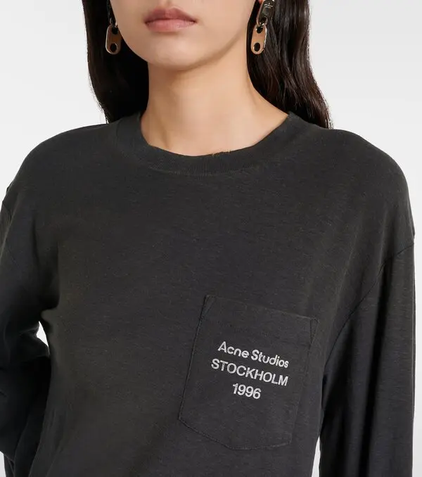 Acne Studios Logo Cotton And Hemp Jersey Top - Black