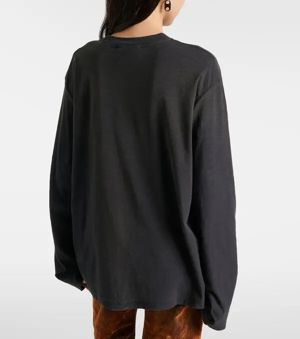 Acne Studios Logo Cotton And Hemp Jersey Top - Black