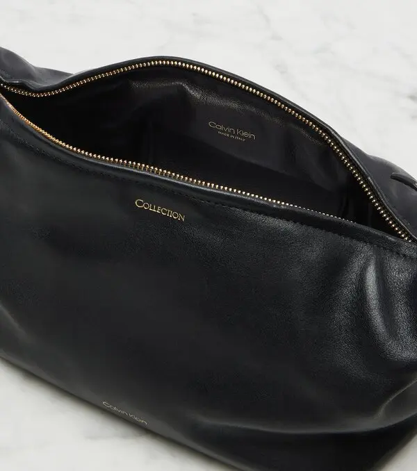 Calvin Klein Small Leather Shoulder Bag - Black