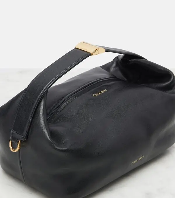 Calvin Klein Small Leather Shoulder Bag - Black