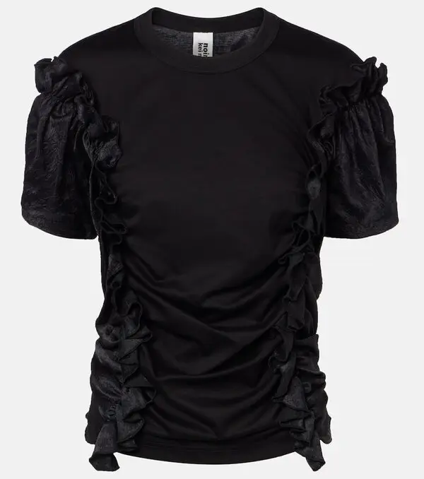 Noir Kei Ninomiya Ruffled Cotton Top - Black