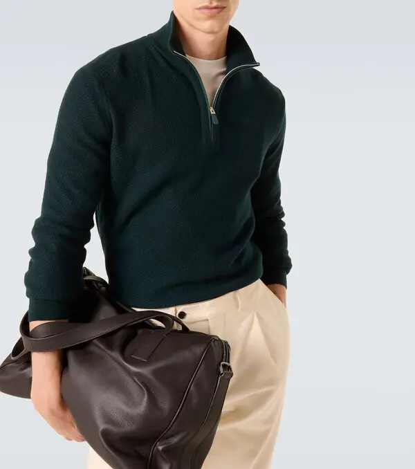 Zegna Cashmere Half-zip Sweater - Green