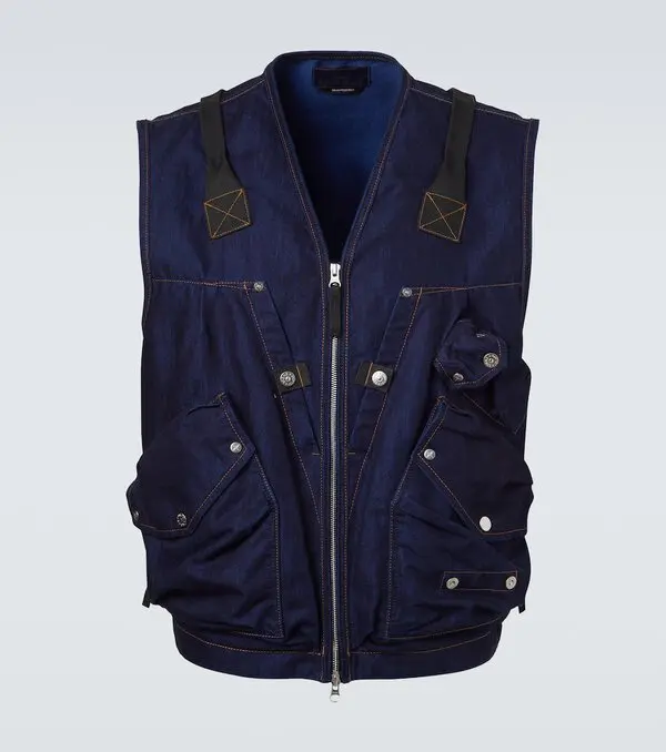 Stone Island Denim Cargo Vest - Blue