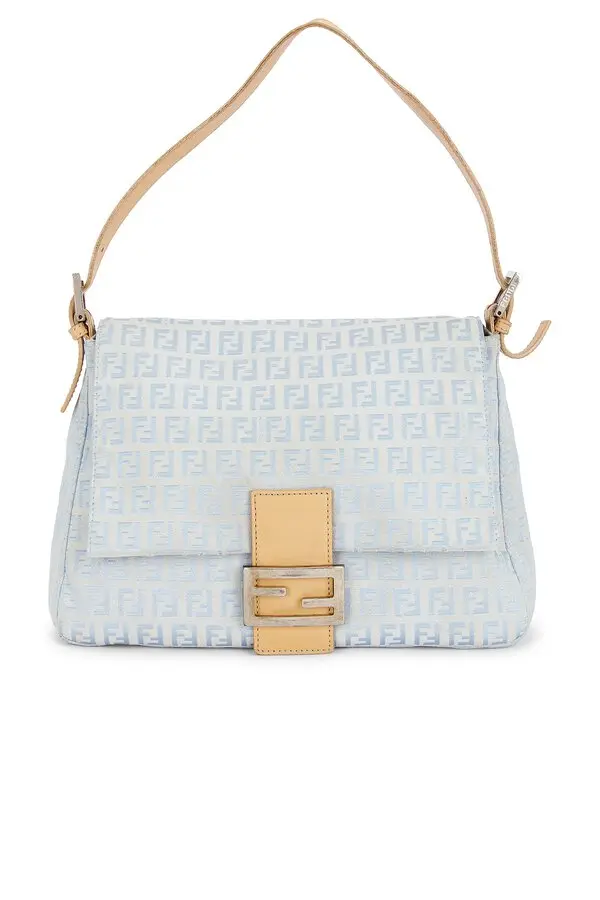 Fendi Zucchino Mama Baguette Shoulder Bag - Light Blue