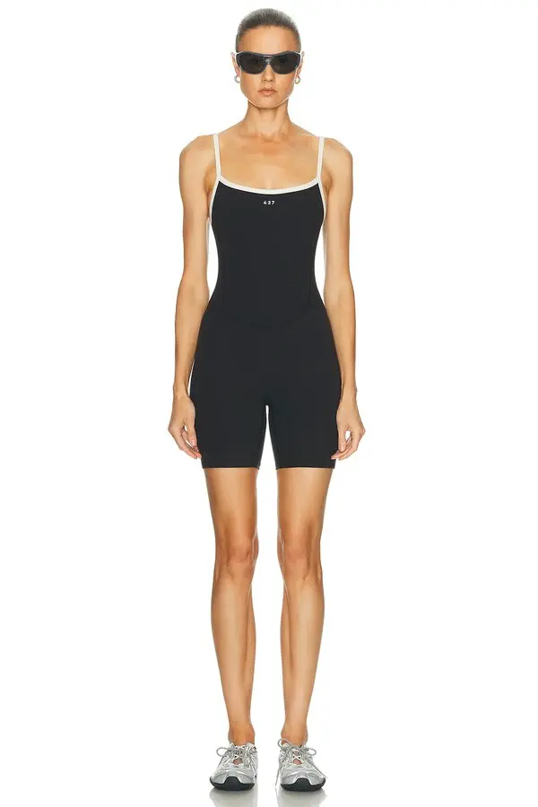 437 The Shorts Onesie - Black & Cream