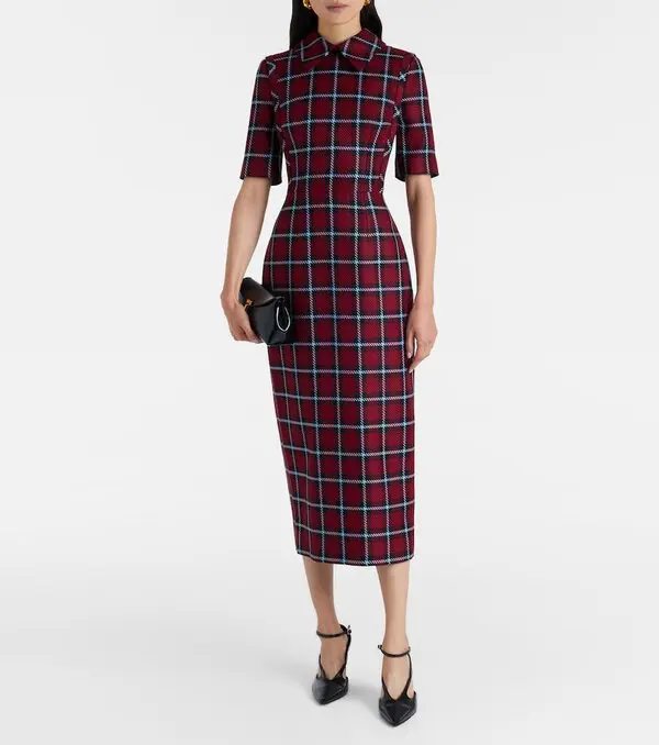 EMILIA WICKSTEAD Valletta Plaid Wool-blend Midi Dress