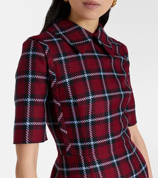EMILIA WICKSTEAD Valletta Plaid Wool-blend Midi Dress